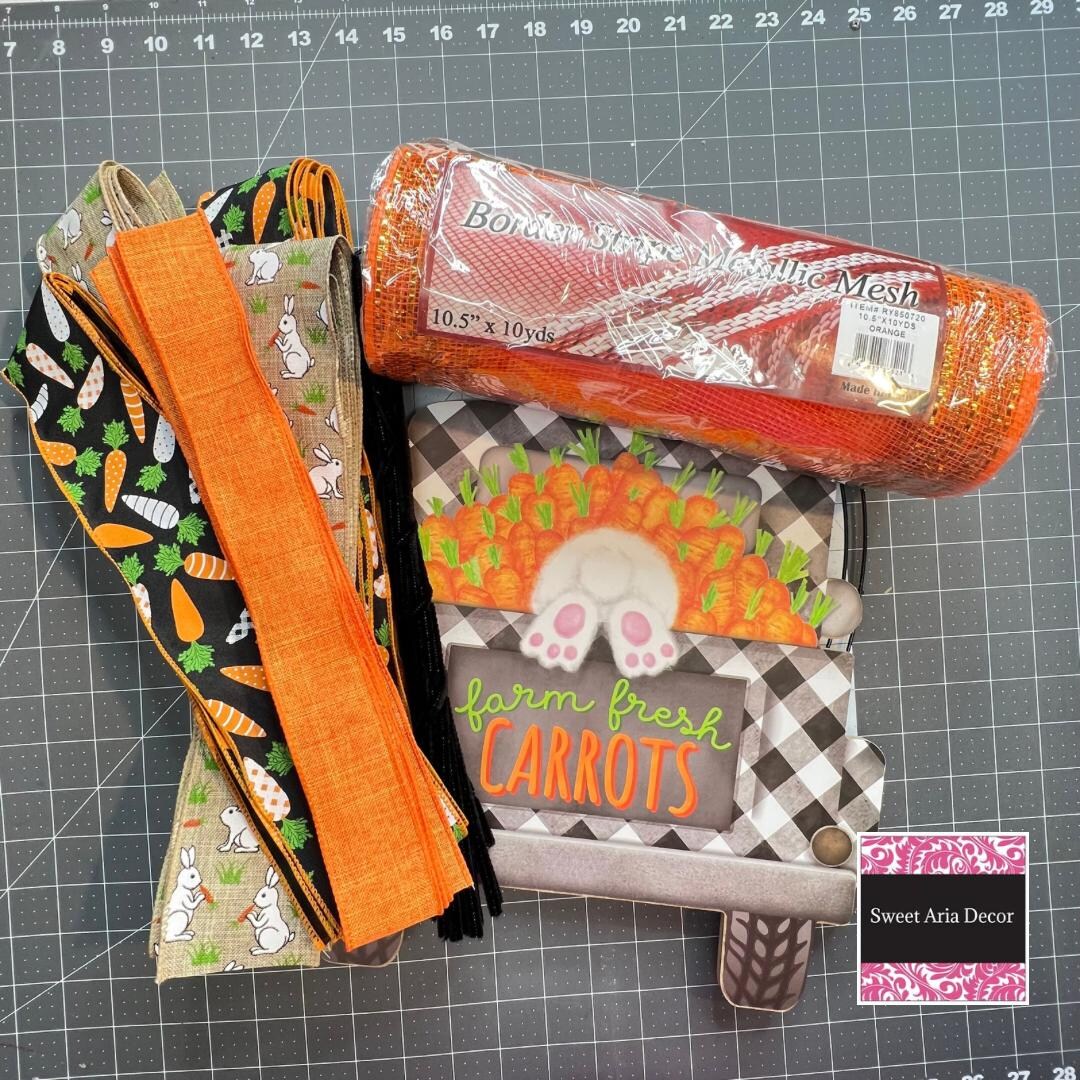 Easter Wreath Kit, Thin Easter Bunny and Carrot Truck Wreath Kit WITH ...