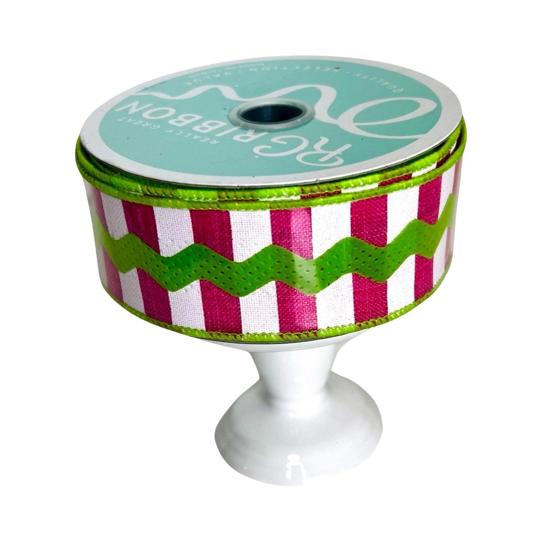 Pink Christmas Ribbon, Christmas Ribbon With Pink and White Stripe and ...