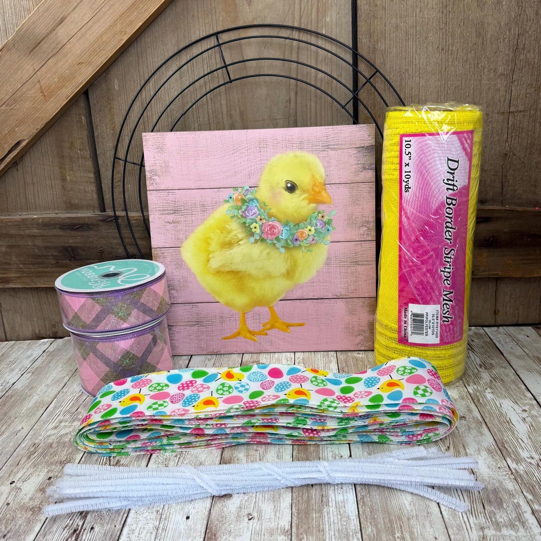 Easter Wreath Kit, Thin Easter Chick Wreath Kit, DIY Wall or Door Decor ...