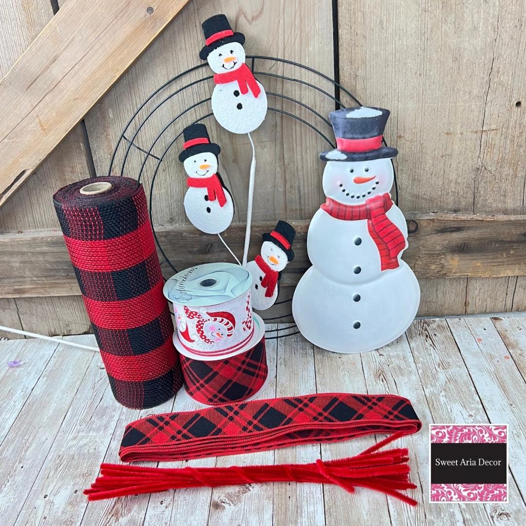 Snowman Wreath Kit, Thin Red and Black Snowman Wreath Kit, Do It ...
