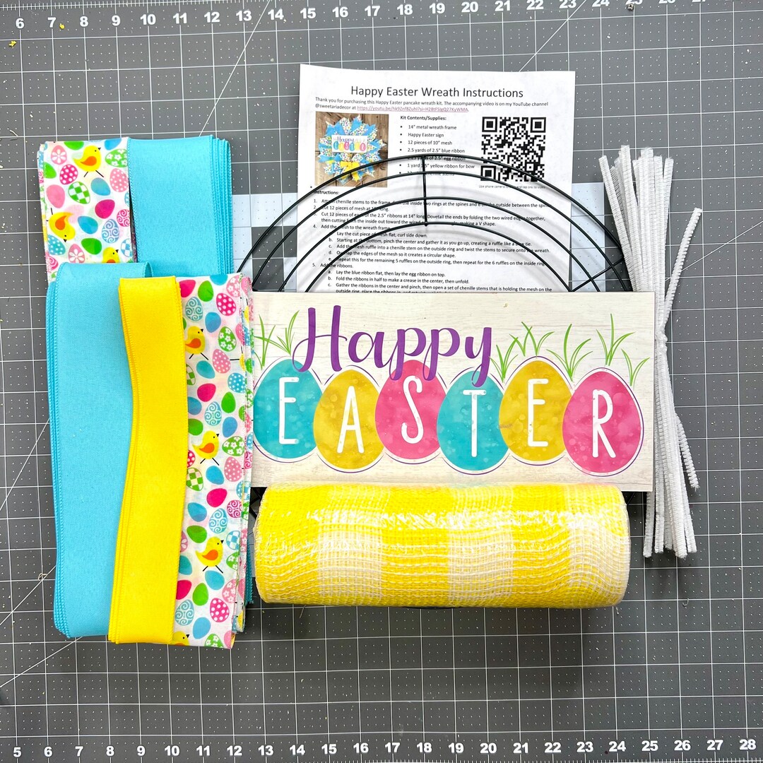 Easter Thin Wreath Kit, Happy Easter Eggs Wreath Kit, DIY Easter Wreath ...