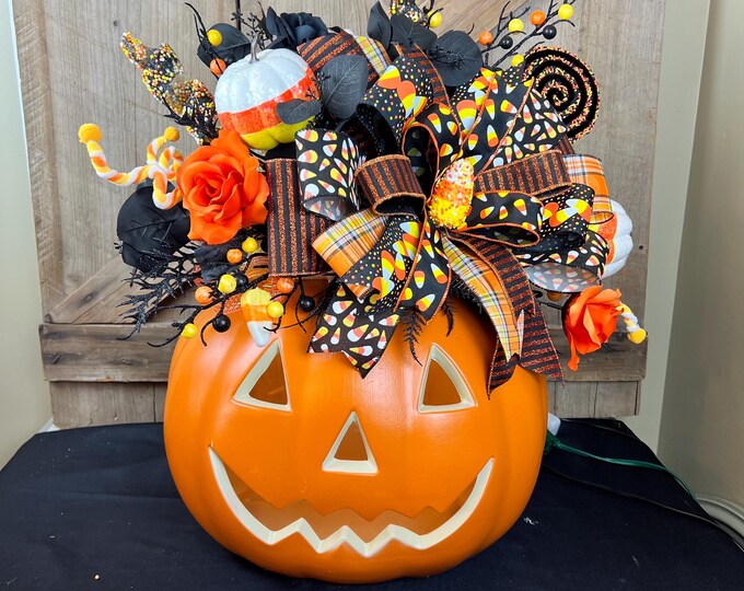 Extra Large Halloween Candy Corn Pumpkin, Big Light up Candy Corn Jack ...