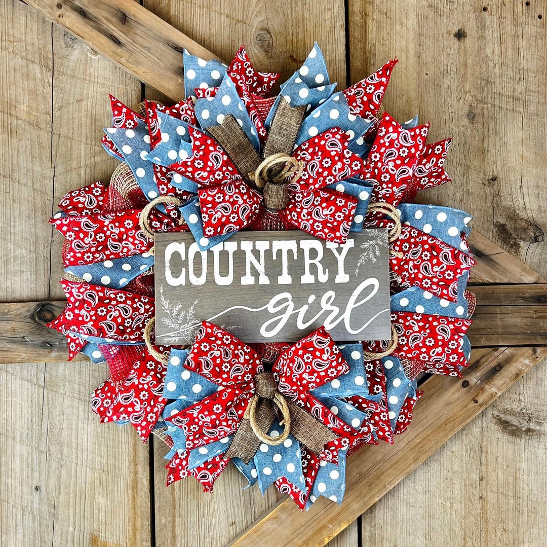 Cowgirl Thin Wreath for Door, Country Girl Skinny Wreath for Storm Door ...