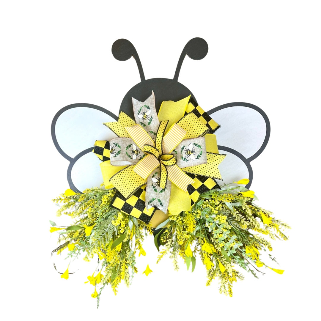 Bee Door Hanger, Bumble Bee Decoration, Big Bee Wreath, Bee and ...