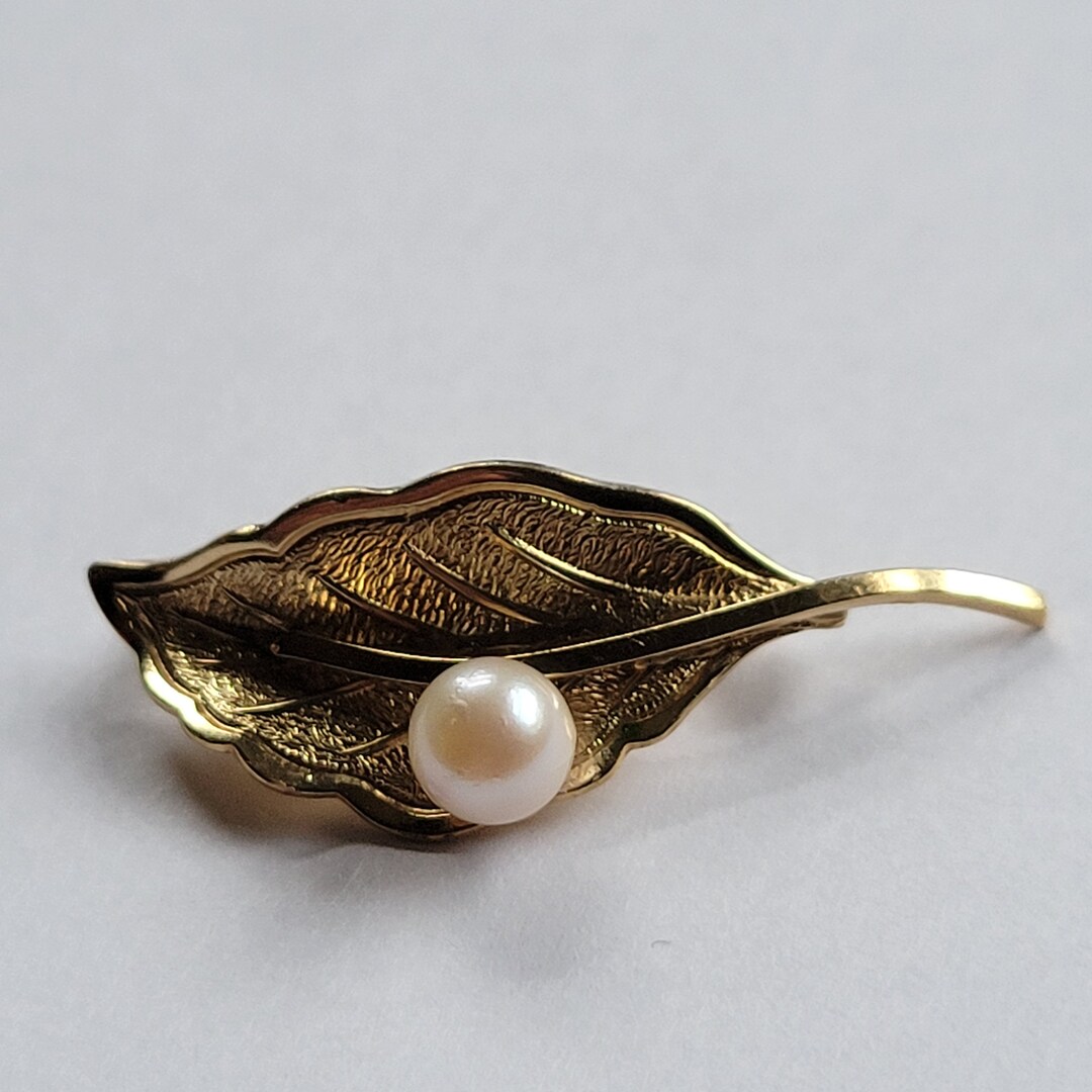Vintage Wells Gold Tone 14K GF Brooch - Pin Brooch With Real 5.5mm ...