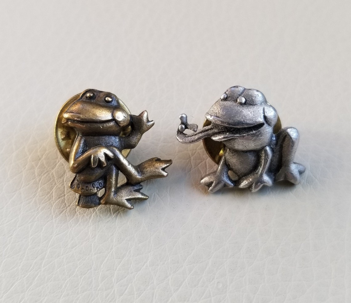 Vintage JJ Pin Brooch Antiqued Silver and Bronze Tone Frog - Etsy Australia