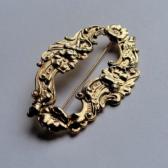 Antique / Vintage Ornate Floral Brooch / Pin Flowers … - Gem