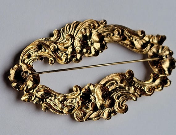 Antique / Vintage Ornate Floral Brooch / Pin Flowers … - Gem