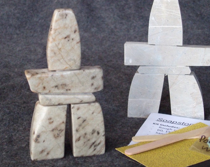 6" Inukshuk Soapstone Kit / Carving Kit / Eskimo Art / Inuit Sculpture ...