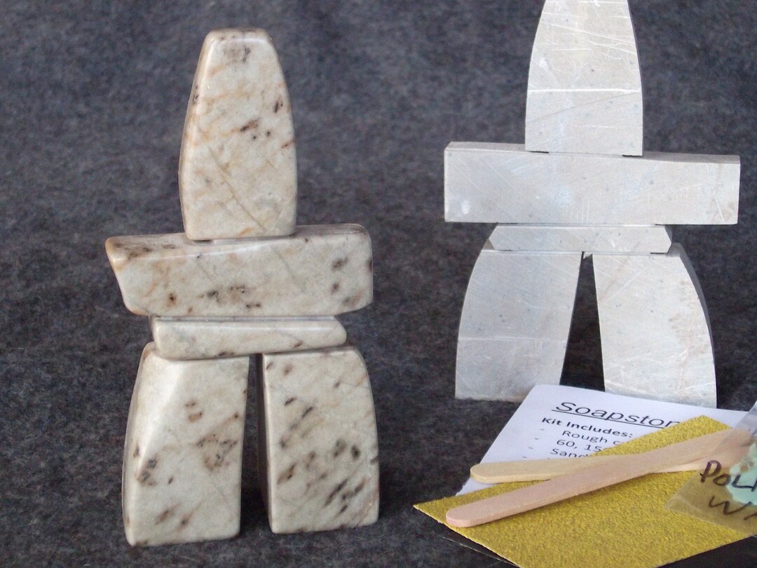 6" Inukshuk Soapstone Kit / Carving Kit / Eskimo Art / Inuit Sculpture ...
