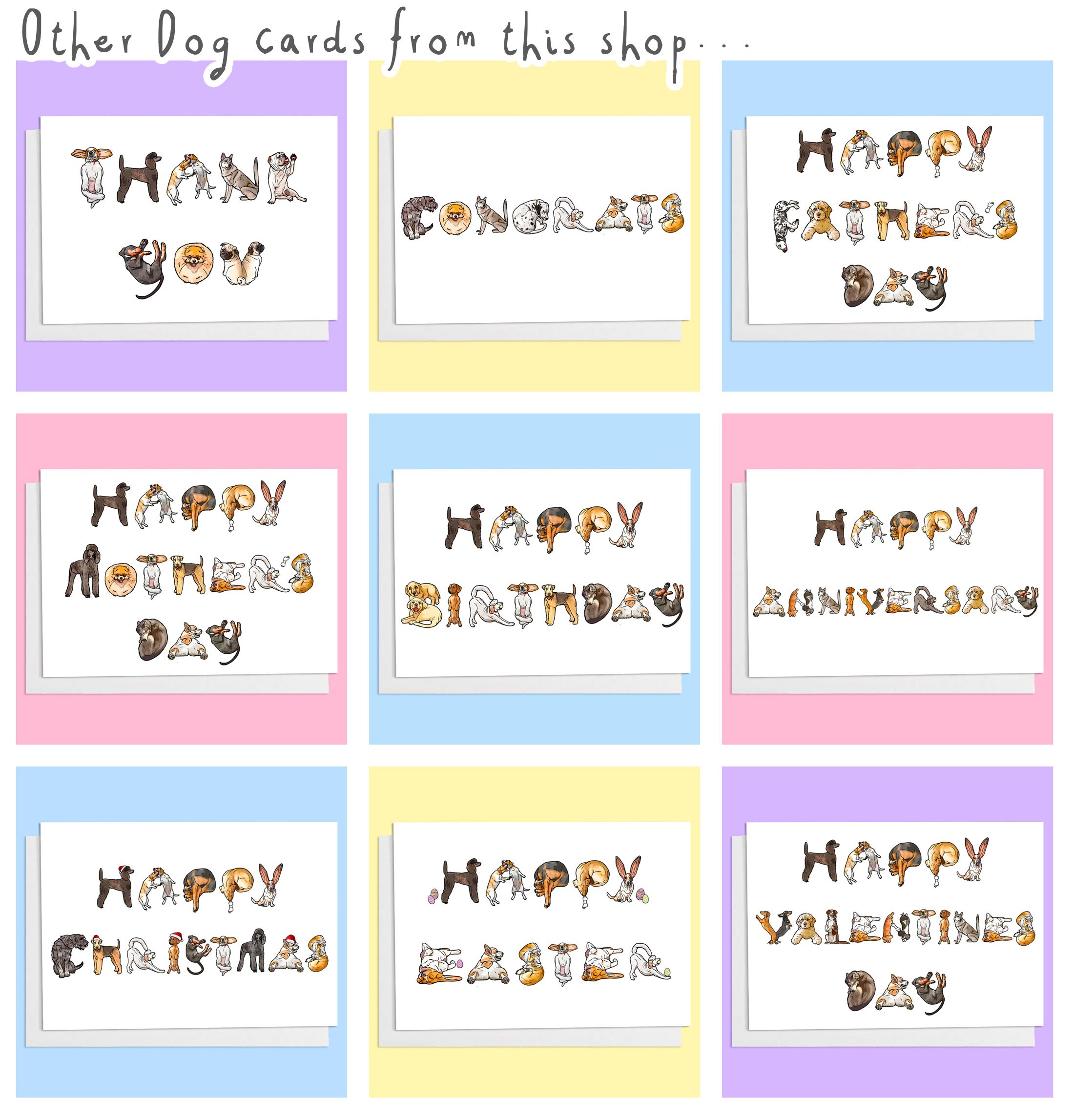 Cute Dogs Happy Birthday Card From the Dog Gift Mum Dad - Etsy UK