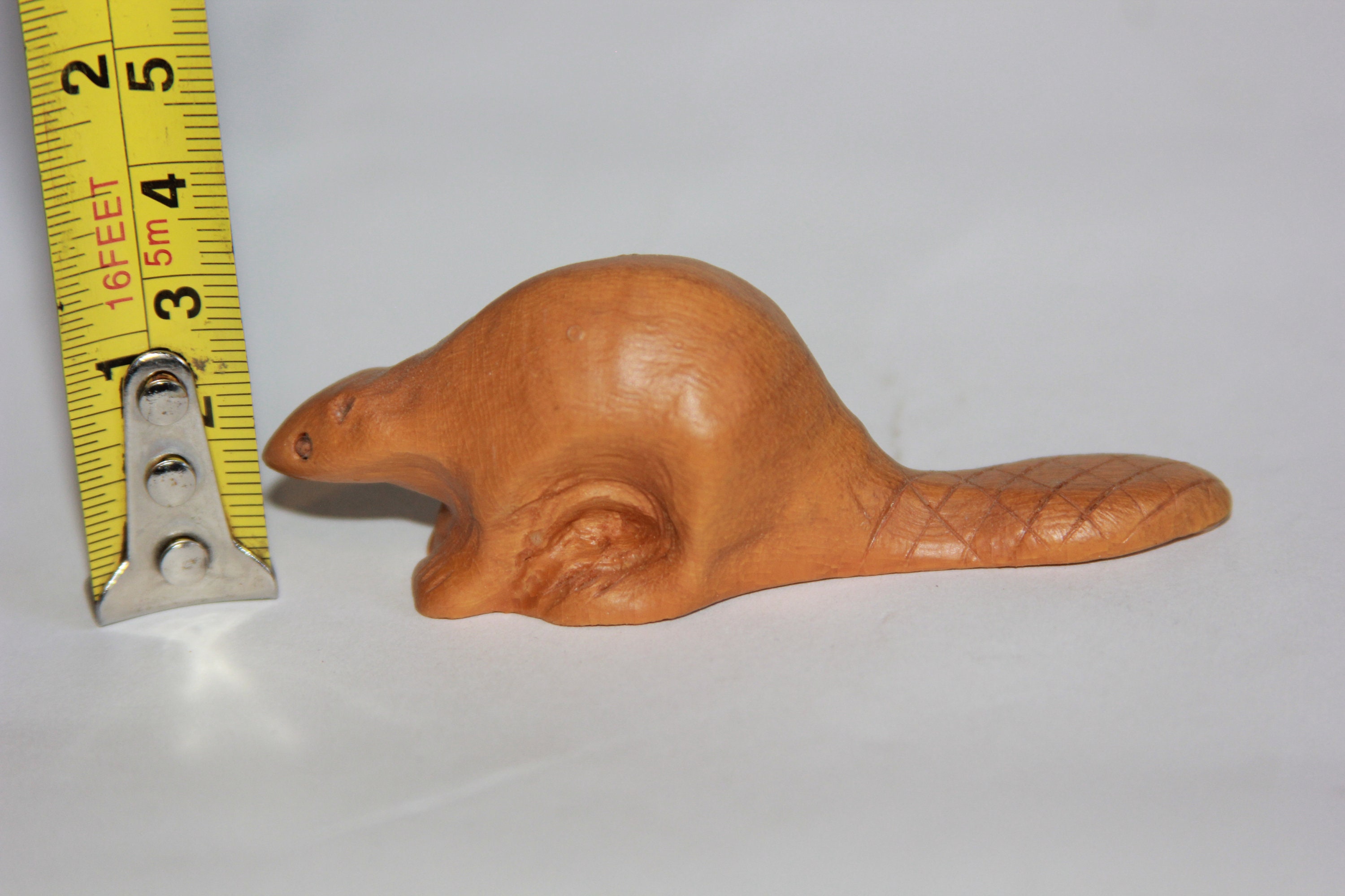 Vintage Hand Carved Wood Beaver Figurine Folk Art Miniature | Etsy