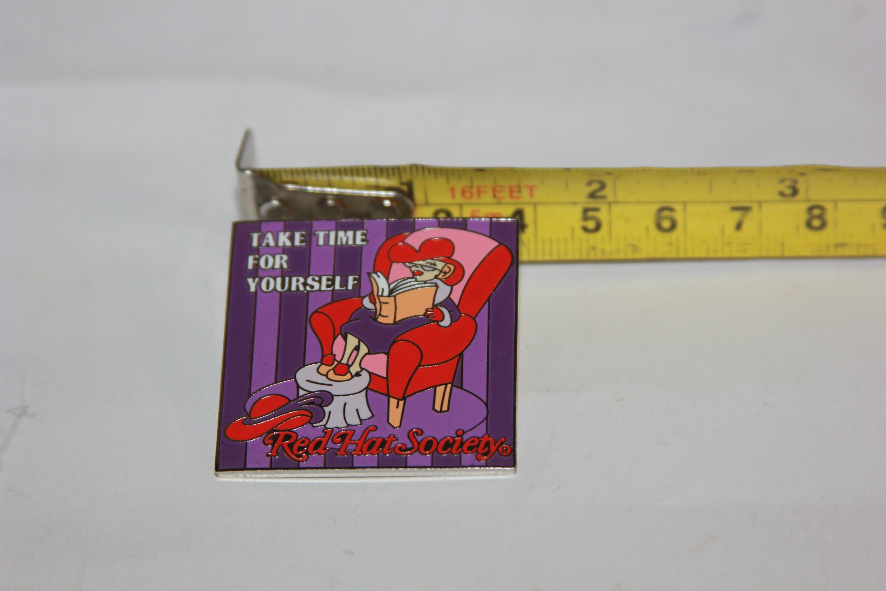Vintage 2000 RED HAT SOCIETY Lapel Pin Take Time for Yourself Woman ...
