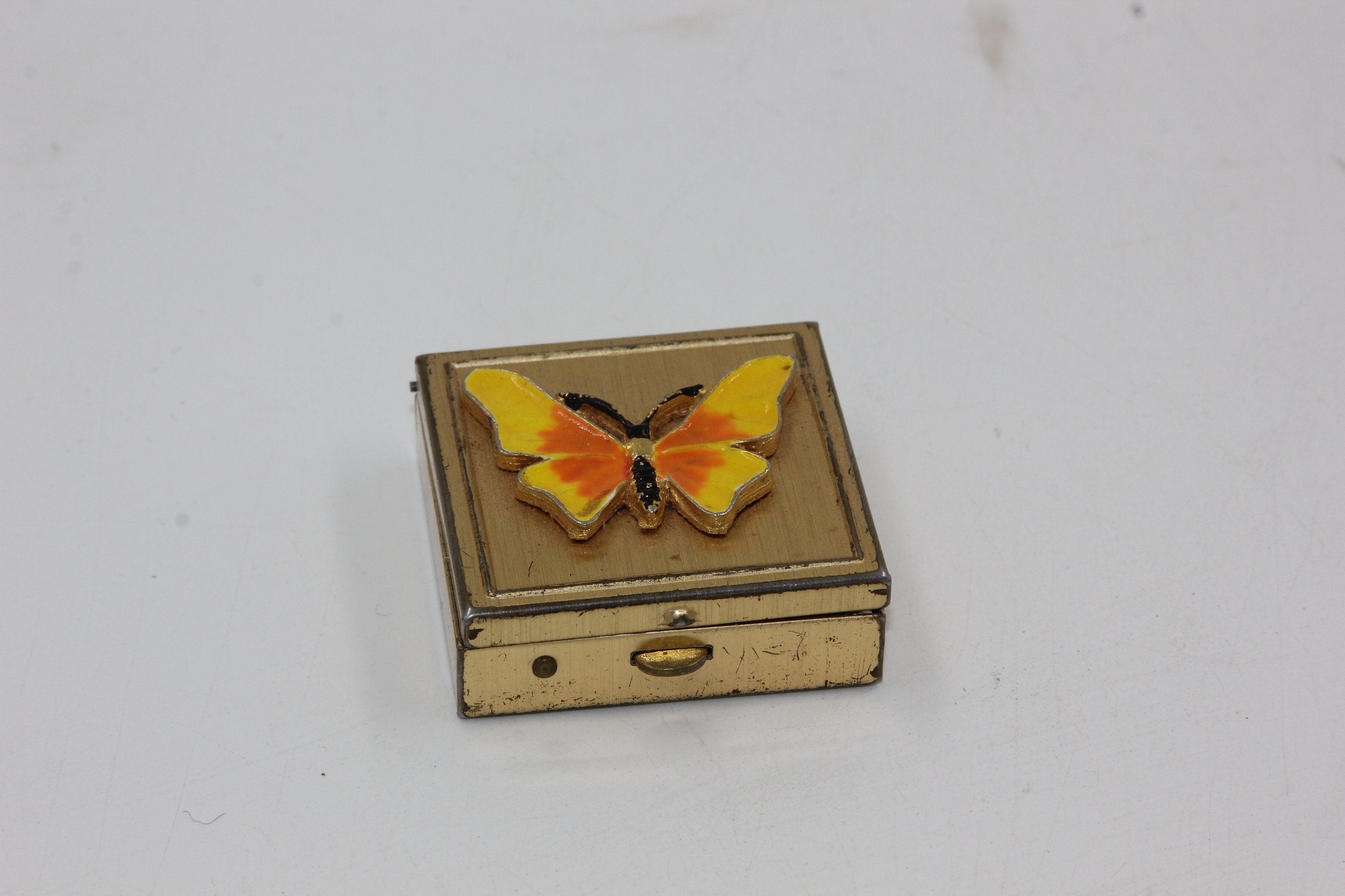 Vintage Butterfly Pill/trinekt Box Orange/yellow Butterfly - Etsy UK