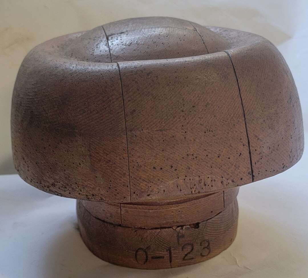 Antique Wooden Hat Block Hat Form Millinery Puzzle Block Industrial ...