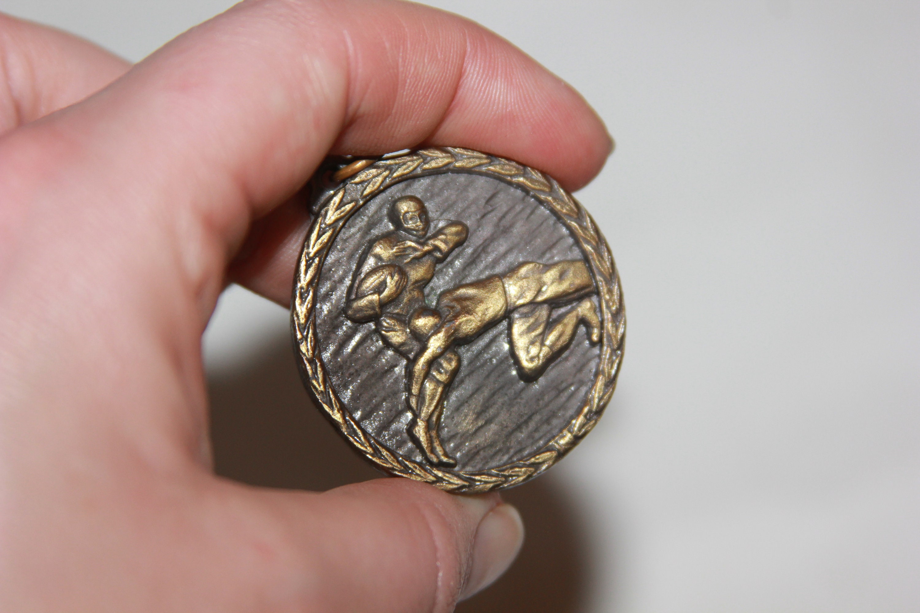 Vintage Football Metal Award Football Player Tackling Another Player ...