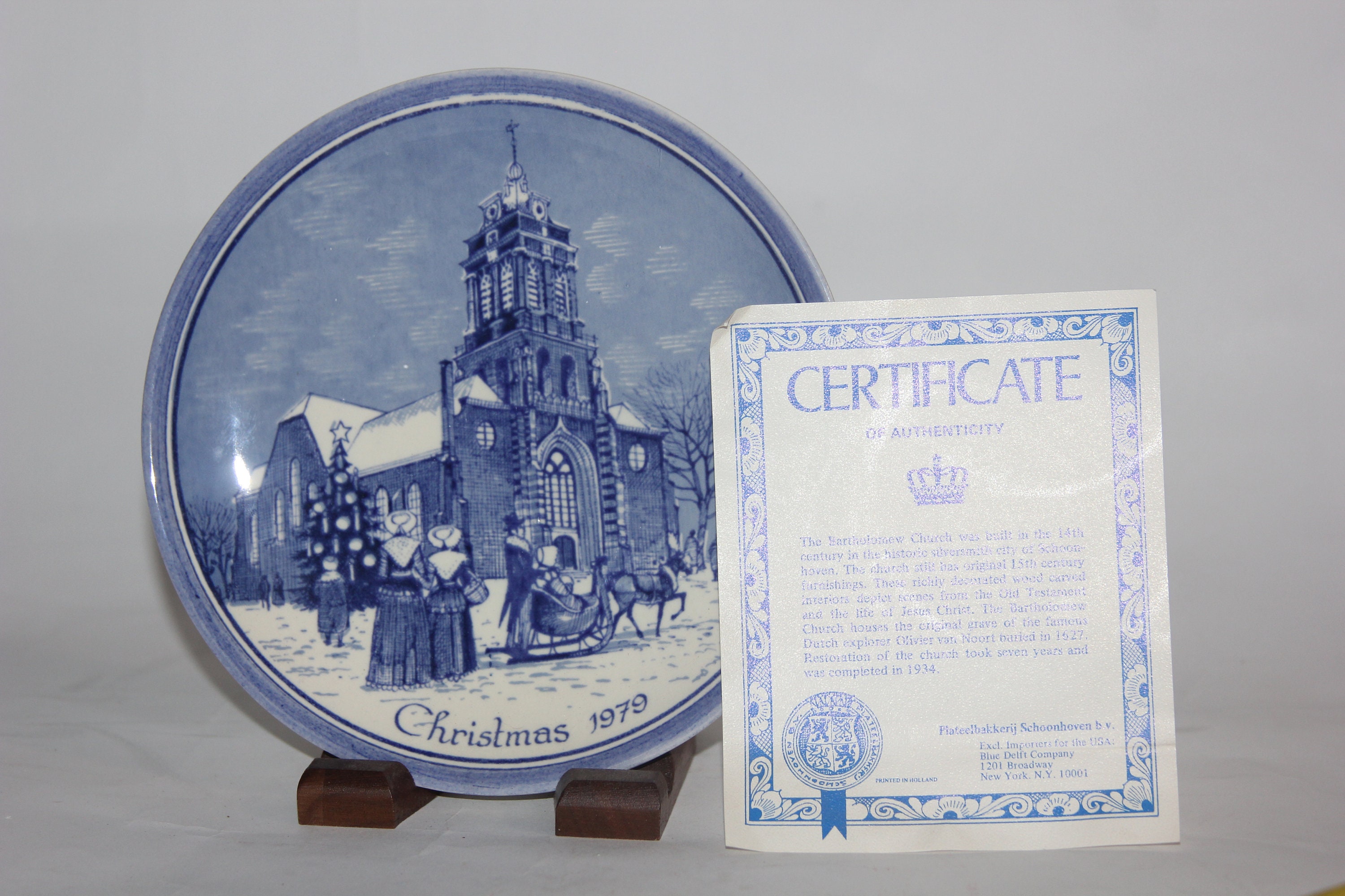 Genuine Delft Christmas Plate 1979 Holland Bartholomeus Church of ...