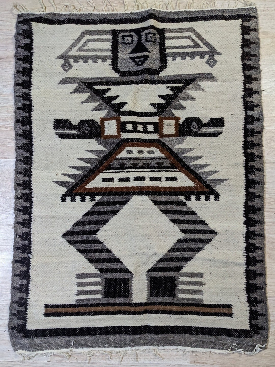 Vtg Native American Hand Woven Wool Wall Hanging Rug Textile Aztec ...