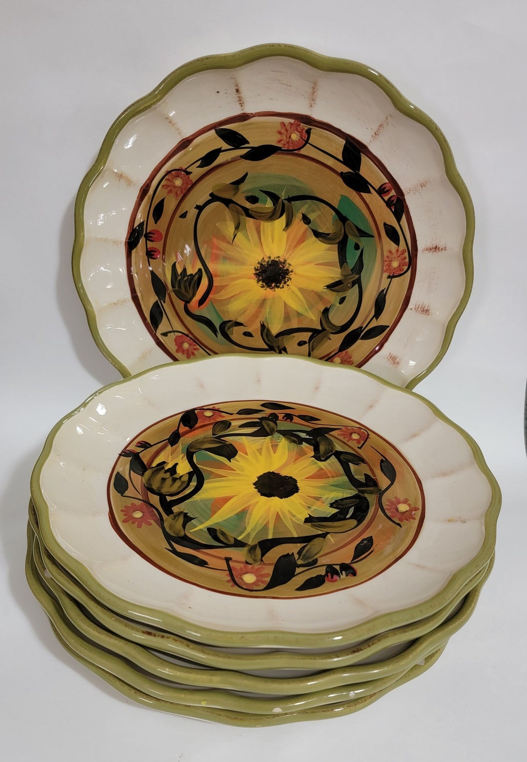 Sunflower Plates Set of 6 Certified International Sunflower Salad Plate ...