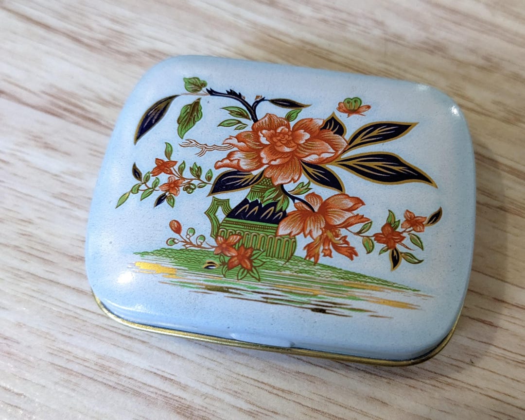 Vtg Mini Floral Tin Box Made in England Pitcher Flower Miniature ...