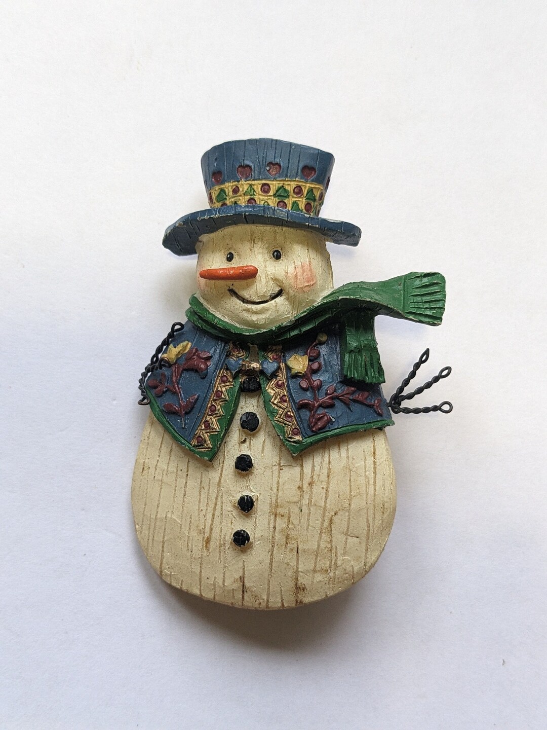 Vtg Snowman Pin Brooch Colorful Snowman in Hat Pin Christmas Winter ...