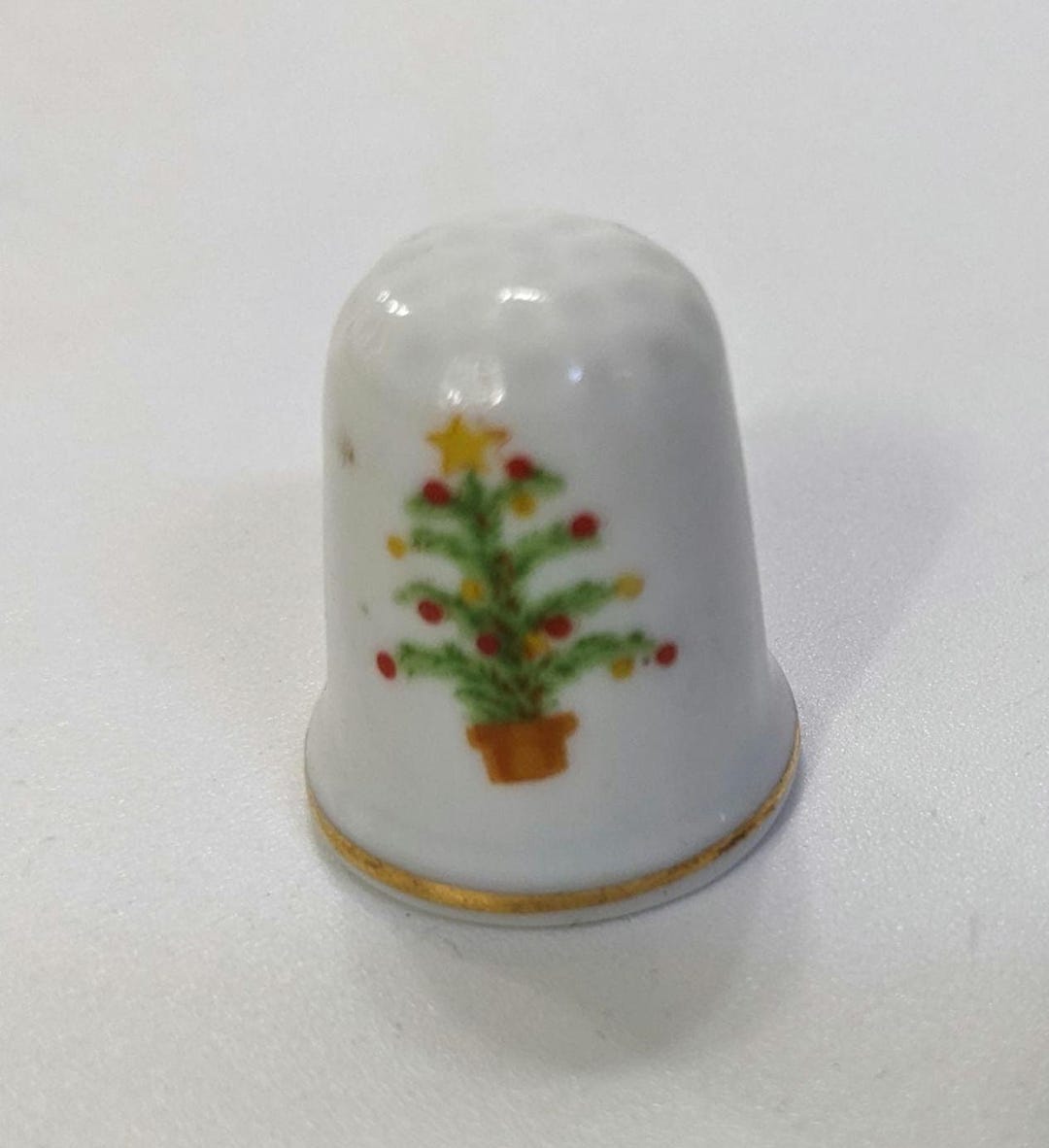 Vtg Christmas Tree Thimble Pine Holiday Christmas Decor Collectible ...