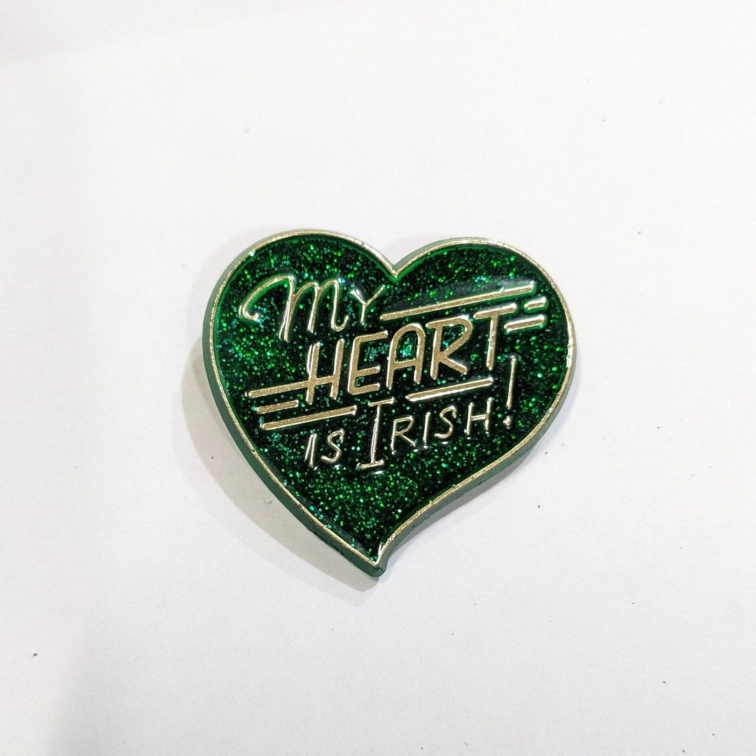 Vtg Irish Pin My Heart is Irish Green Glitter Heart Brooch St Patty ...