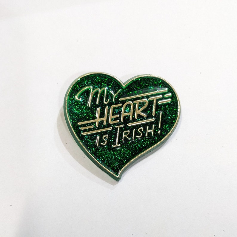 Vtg Irish Pin My Heart is Irish Green Glitter Heart Brooch St Patty ...