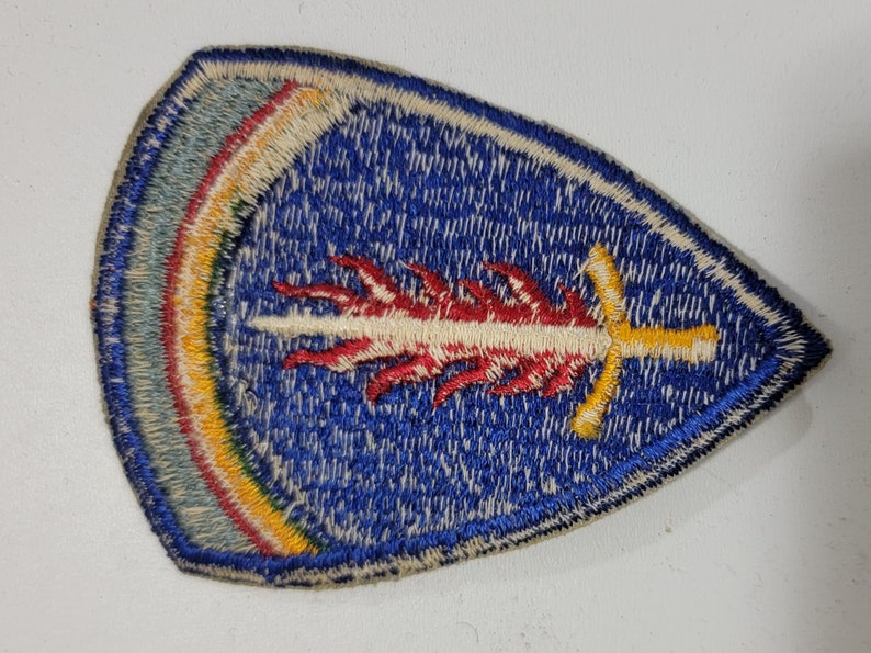 Vtg US Army in Europe Flaming Sword of Freedom Patch Rainbow WWII Era ...