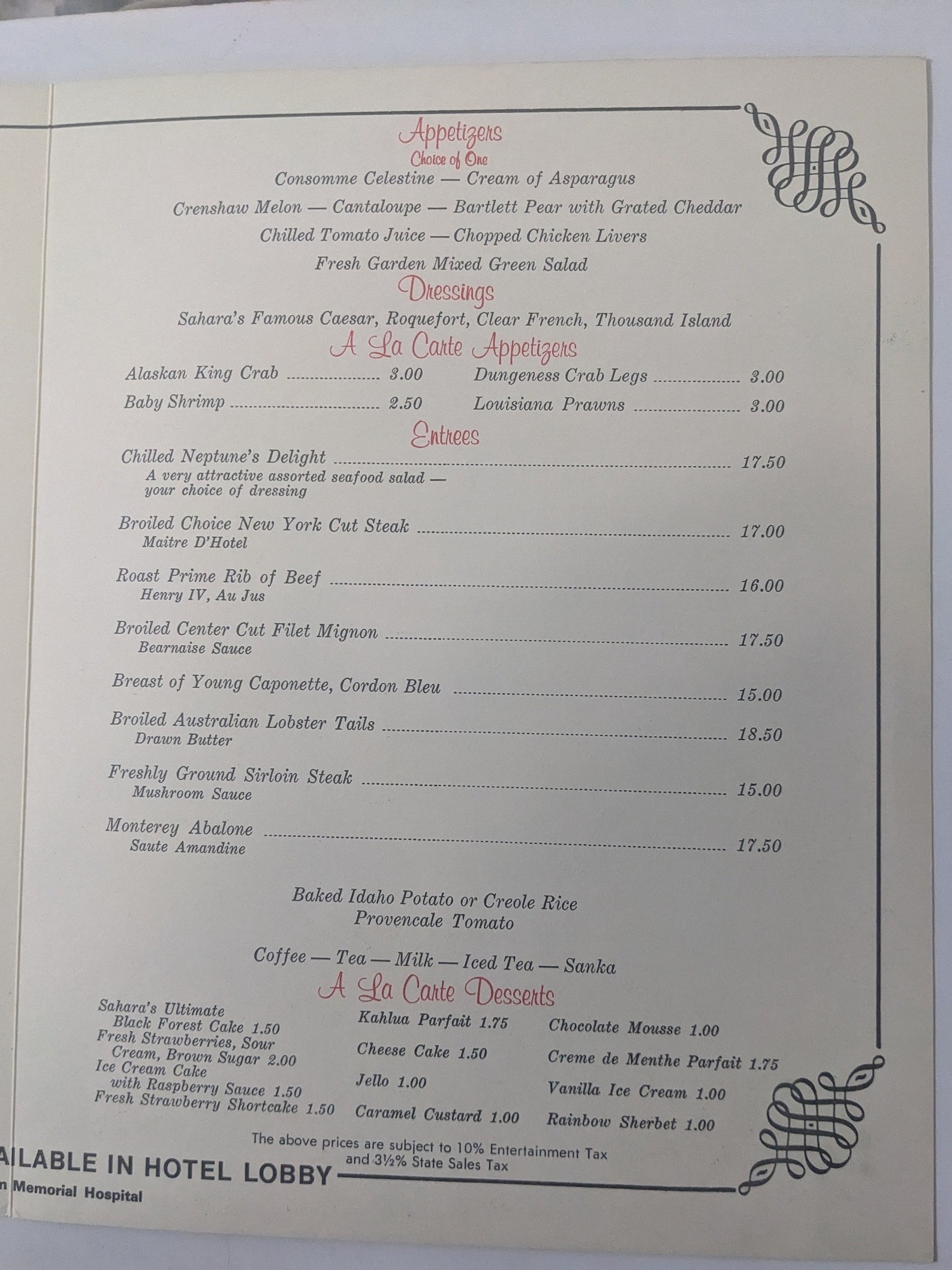 RARE Vtg Elvis Presley Souvenir Menu 1970s Vintage Del Webb’s Sahara ...