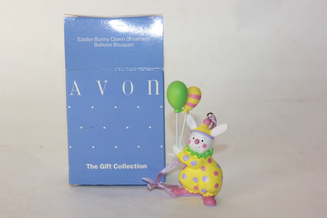 Vtg Avon Easter Bunny Clown Ornament Balloon Bouquet Bunny Rabbit ...