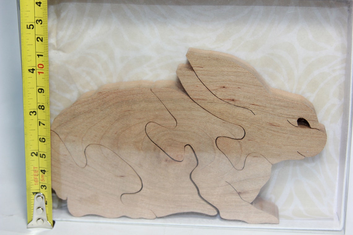 Vtg Wood Rabbit JIgsaw Puzzle Bunny Rabbit Jigsaw puzzle Gift Child Kid ...