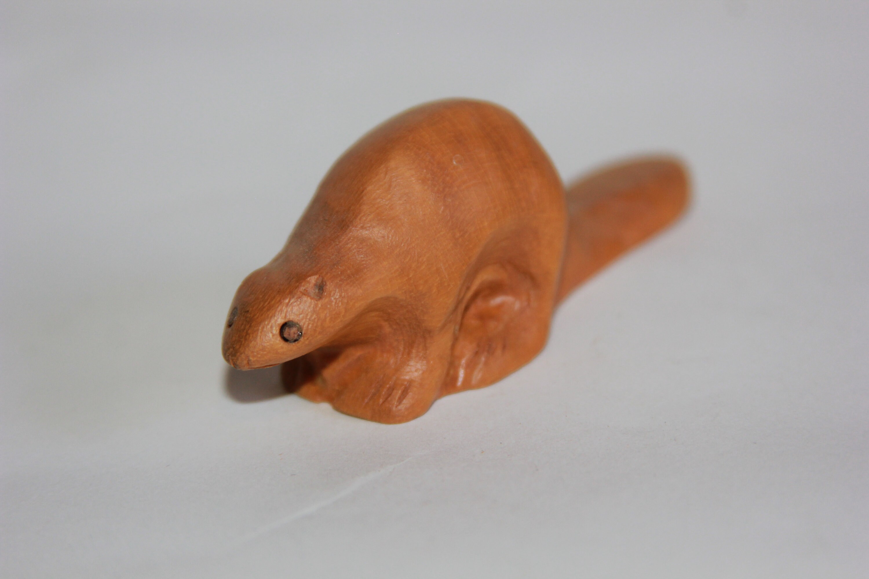 Vintage Hand Carved Wood Beaver Figurine Folk Art Miniature | Etsy