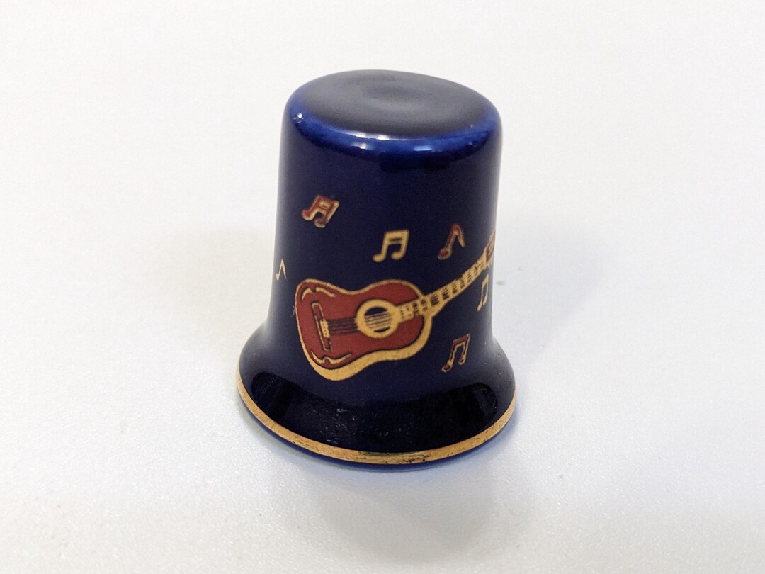Vintage Guitar Thimble Cobalt Thimble Nashville Souvenir Porcelain ...