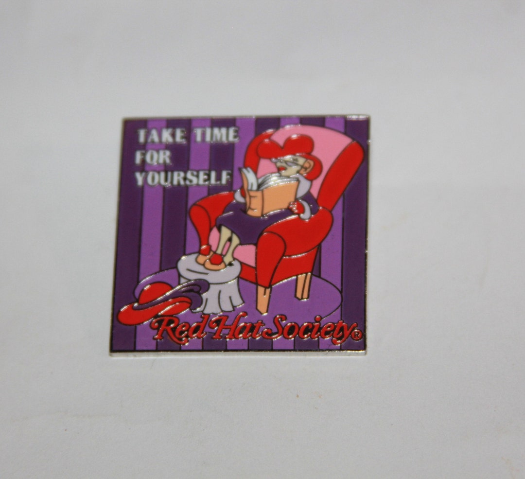 Vintage 2000 RED HAT SOCIETY Lapel Pin Take Time for Yourself Woman ...