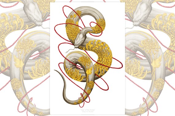 Snake Drawing Coloring Page. Christmas And New Year. Cute Snake