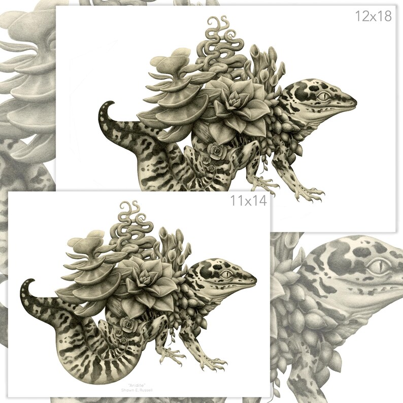 Aridite (leopard Gecko + Succulents) - Fine Art Print - Etsy