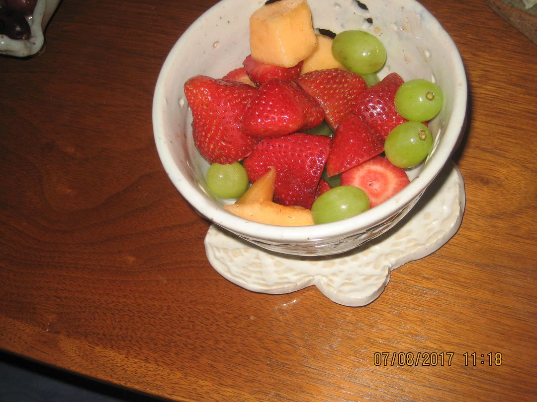 Small Fruit Colinder, Ceramic With Drain Saucer Rinse Ans Serve Dish - Etsy