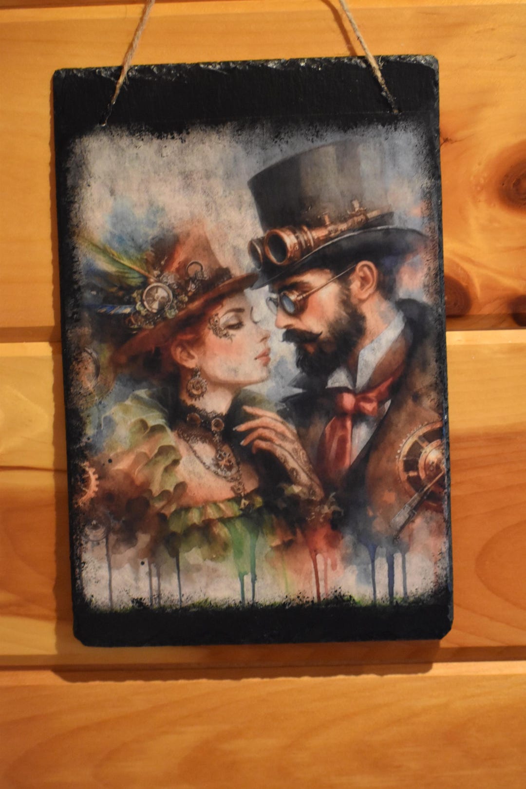 Slate Art Sign,steampunk, Steampunk Man and Woman, Colorful, Steampunk ...