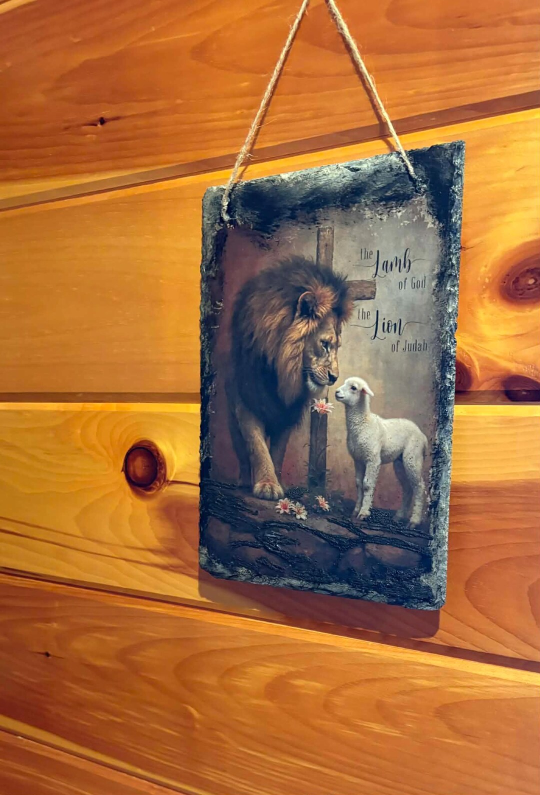 Handmade Lion and Lamb Slate Art Sign: Easter Decor - Etsy