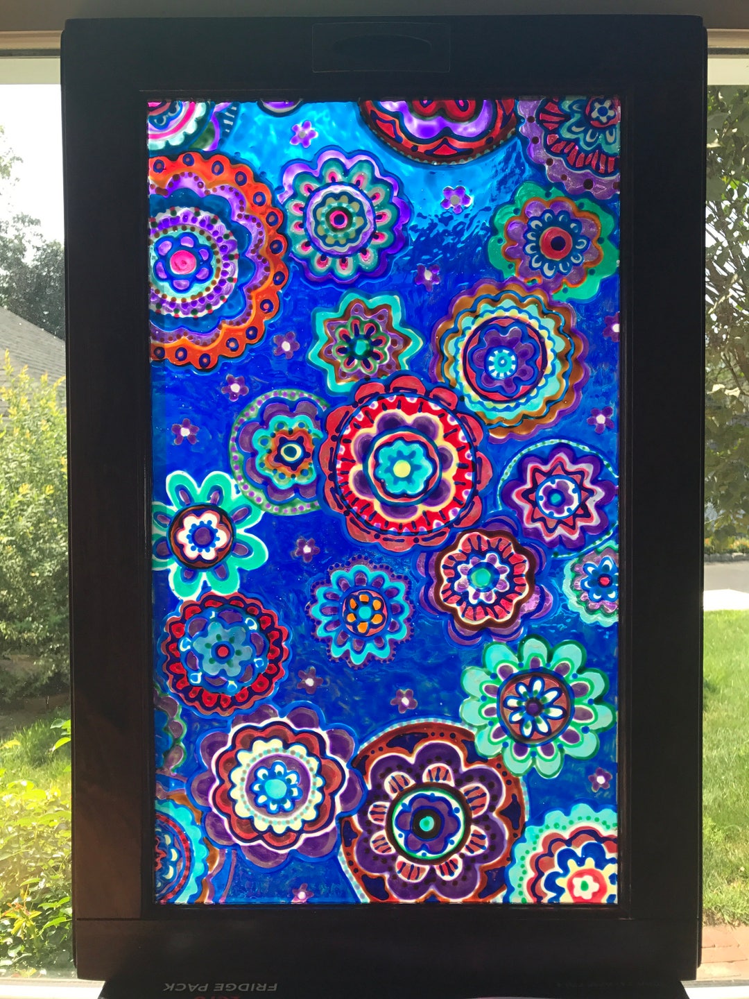 Medallions-faux, Stained Glass Window, Hanging Art, Vintage Window ...