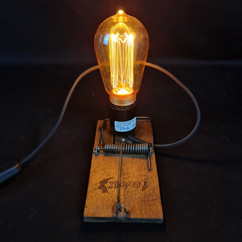 Decorative Lamp Based on an Old Wood and Steel Rat Trap Vintage ...