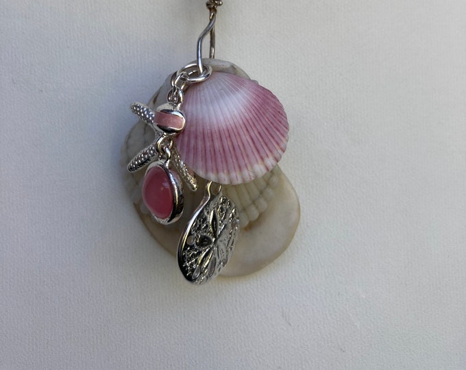 Sea Shell Pendant Necklace, Ocean Shells Clustered With a Starfish and ...