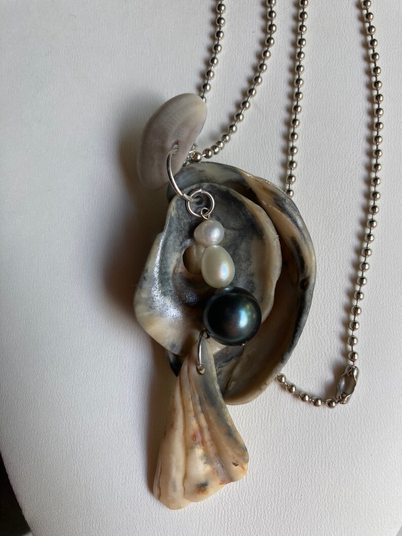 Sea Shell Pendant Necklace Ocean Shells Clustered With - Etsy