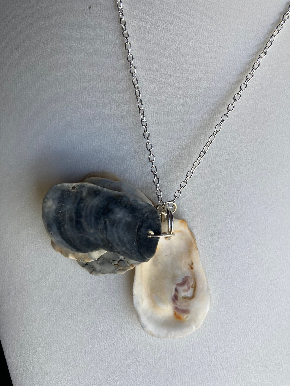 Sea Shell Pendant Necklace, Ocean Shells Clustered With Honey Opal ...