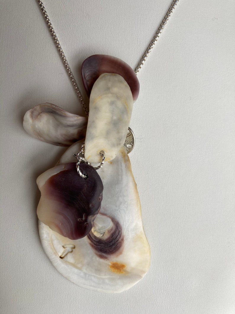 Sea Shell Pendant Necklace, Ocean Shells Clustered With a Sterling ...
