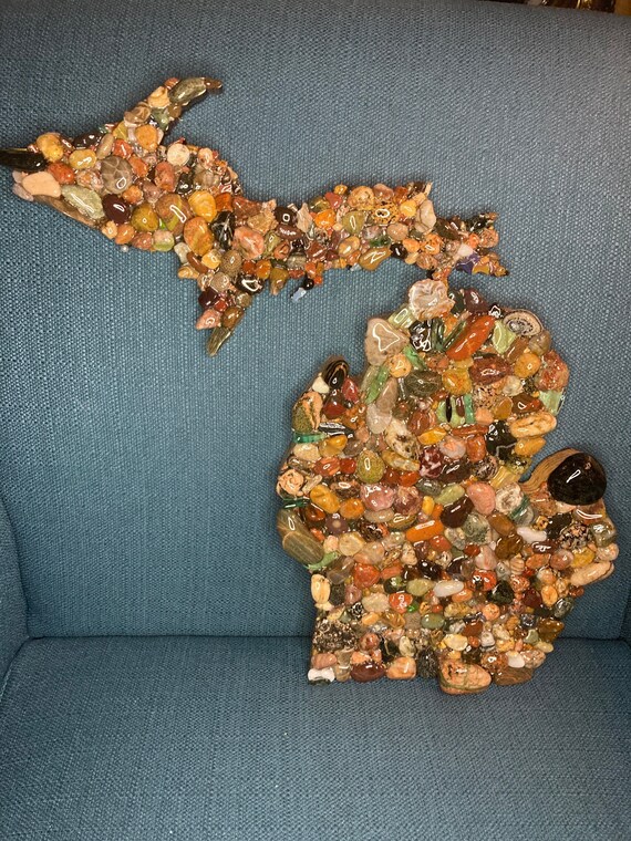 State of Michigan Wall Art Great Lakes Rocks Lake Superior | Etsy