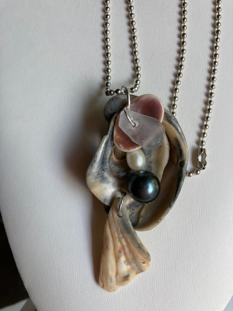 Sea Shell Pendant Necklace Ocean Shells Clustered With - Etsy