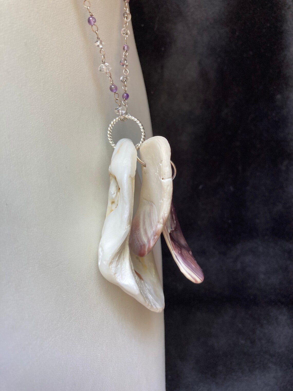 Wampum Seashell Pendant Necklace, Ocean Shells Clustered With a ...