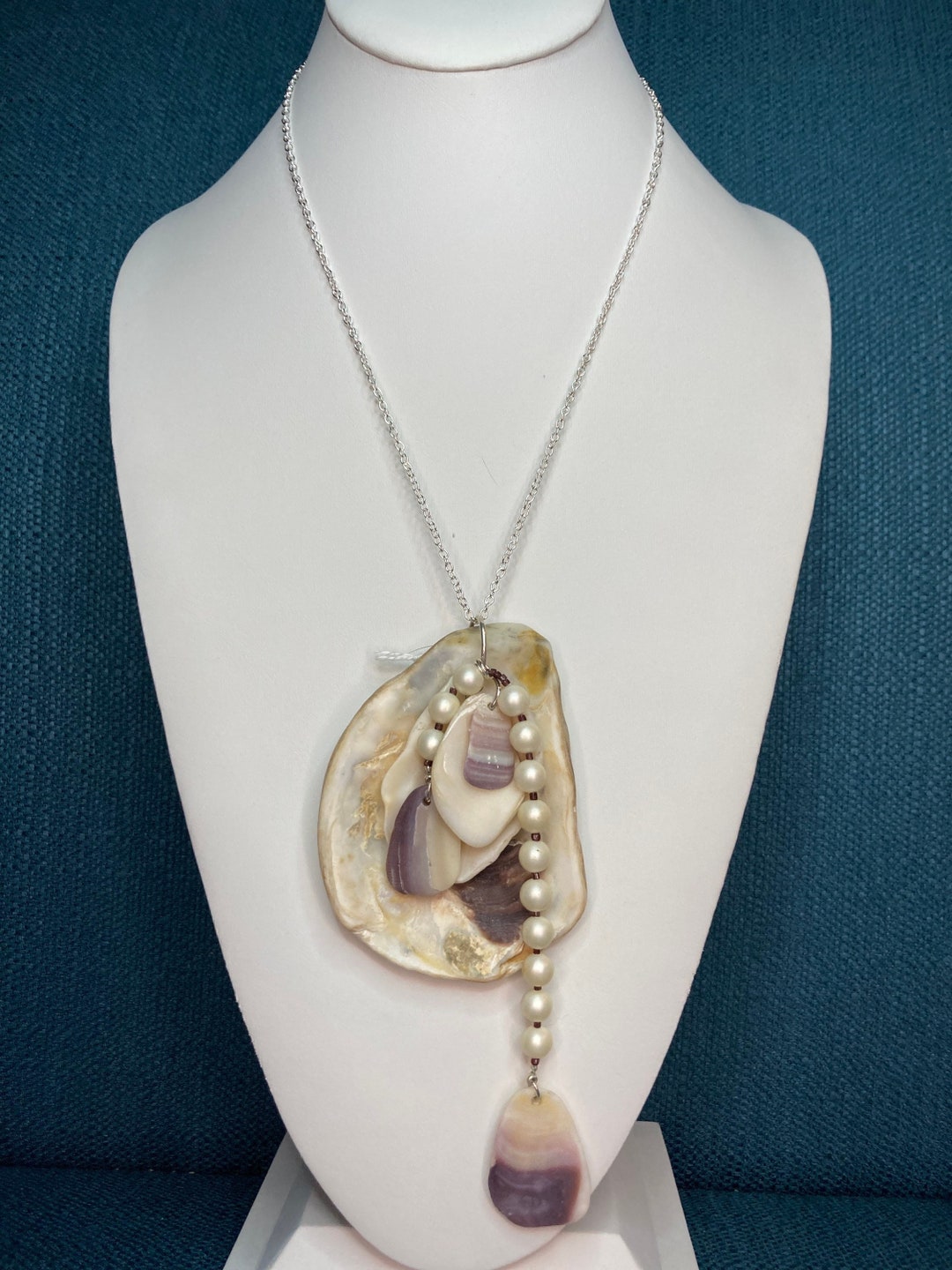 Wampum Seashell Necklace in Whites and Purples With Pearls and Shell ...